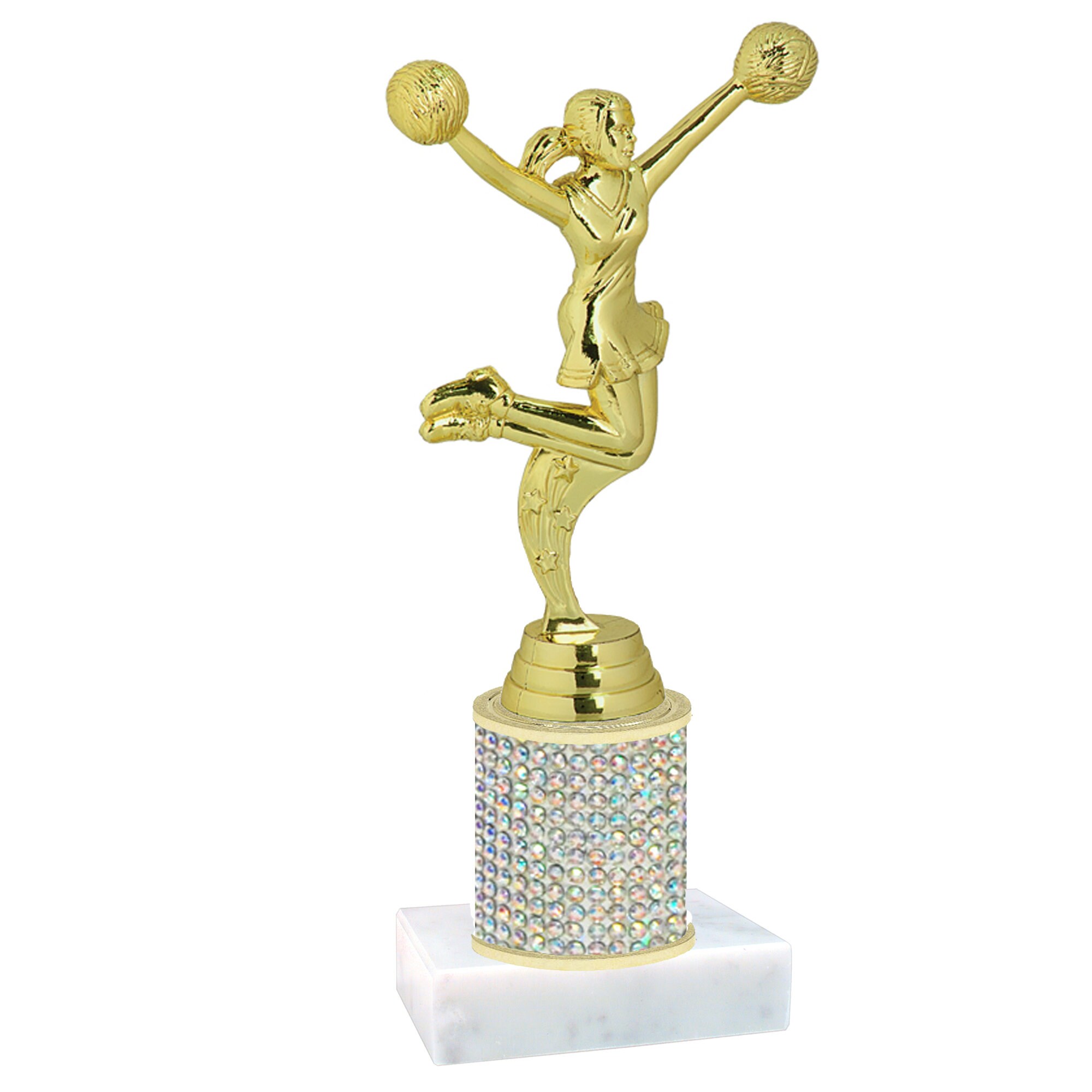 Rhinestone trophy. Cheer figure with choice of rhinestone | Etsy