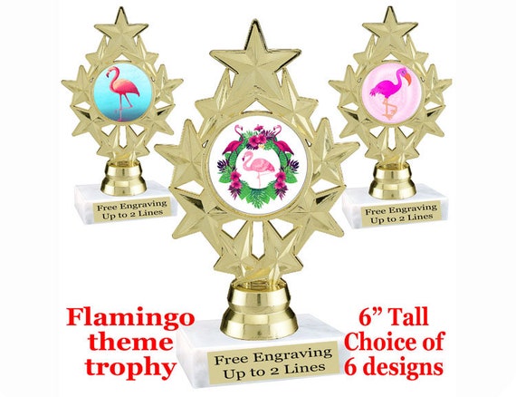 6 tall trophy with choice of flamingo art work Silver 6010 Flamingo ...