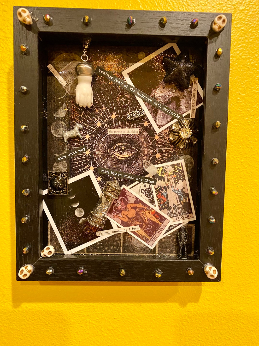 Vintage Upcycled Shadow Box Witch Witchy Gift Home Decor Tarot Antique ...