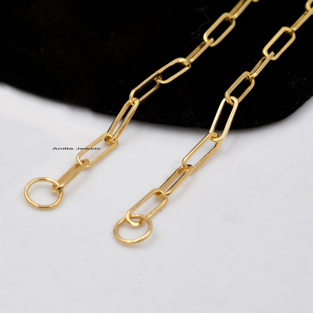 14k Gold Paperclip Chain Necklace, 14k Solid Paperclip, Paperclip Link ...