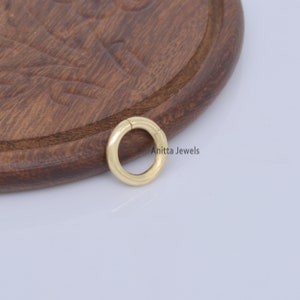 Solid 14K Yellow Gold Round Enhancer, Gold Circle Enhancer Charm Holder, Gold Enhancer Link ...