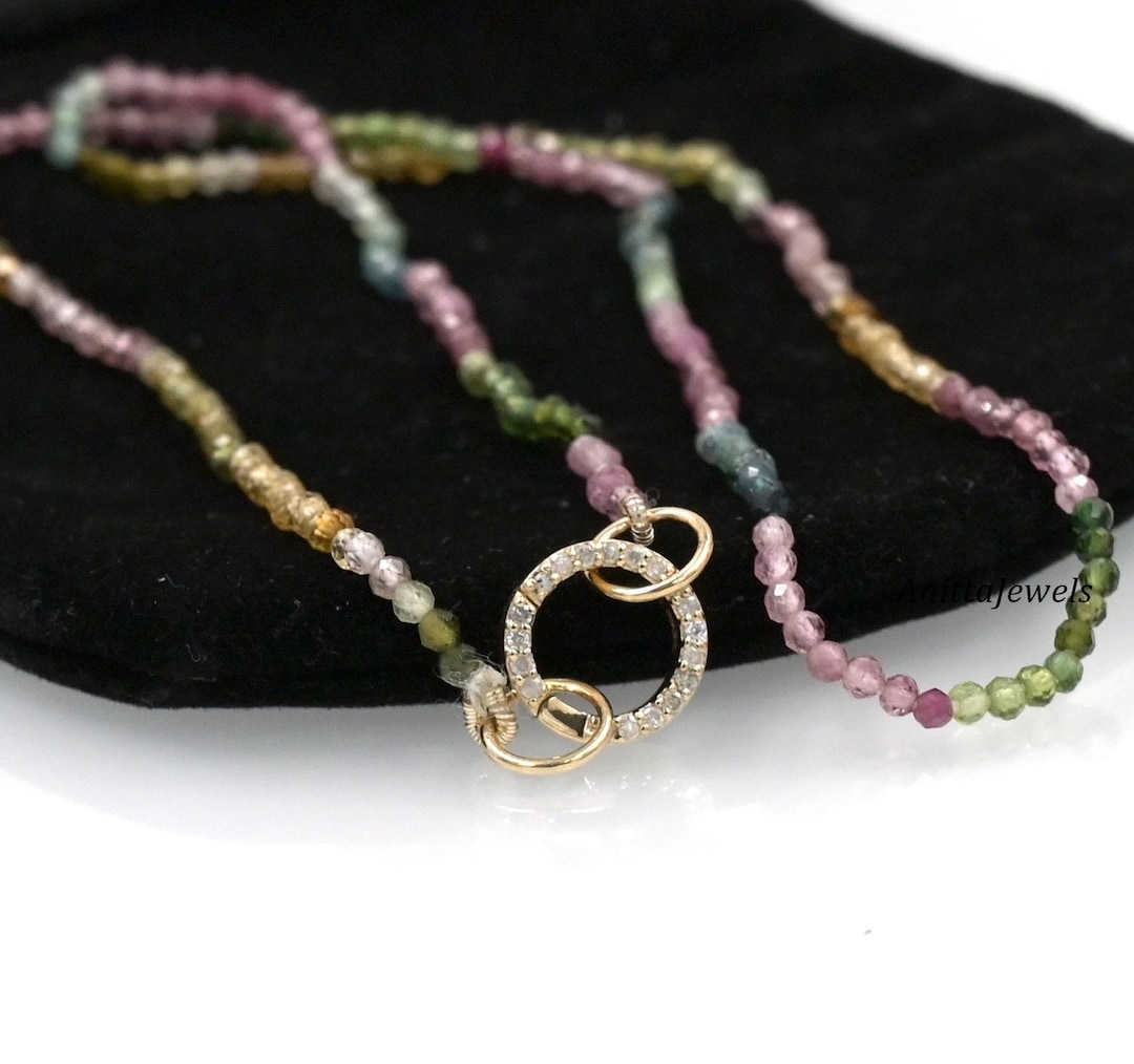 Handmade 14k Gold Enhancer Necklace: Lapis Beads Chain - Etsy