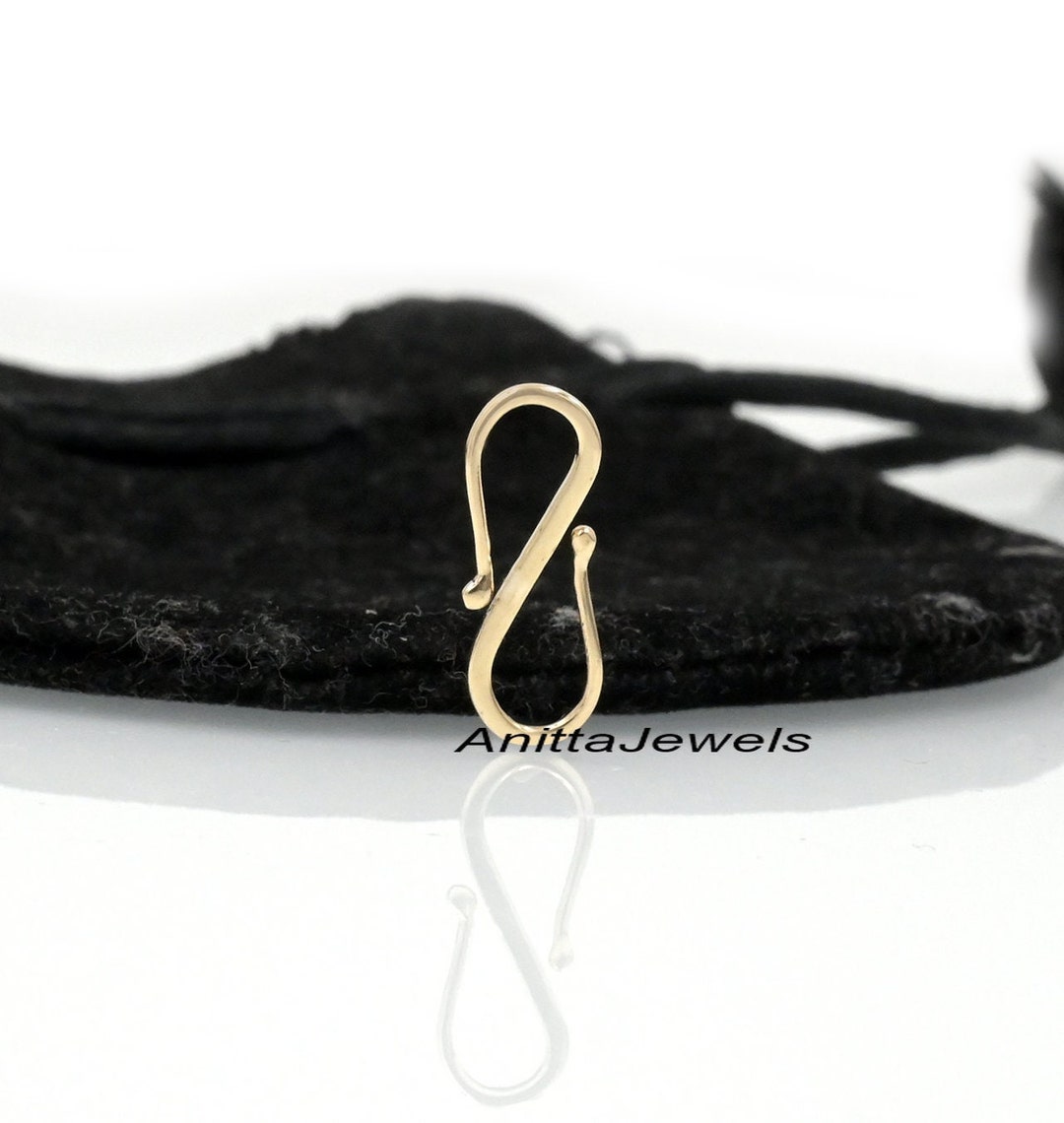 9K Yellow Gold S Hook Lock, Plain S Shape Lock, Enhancer Lock, 9K Gold ...