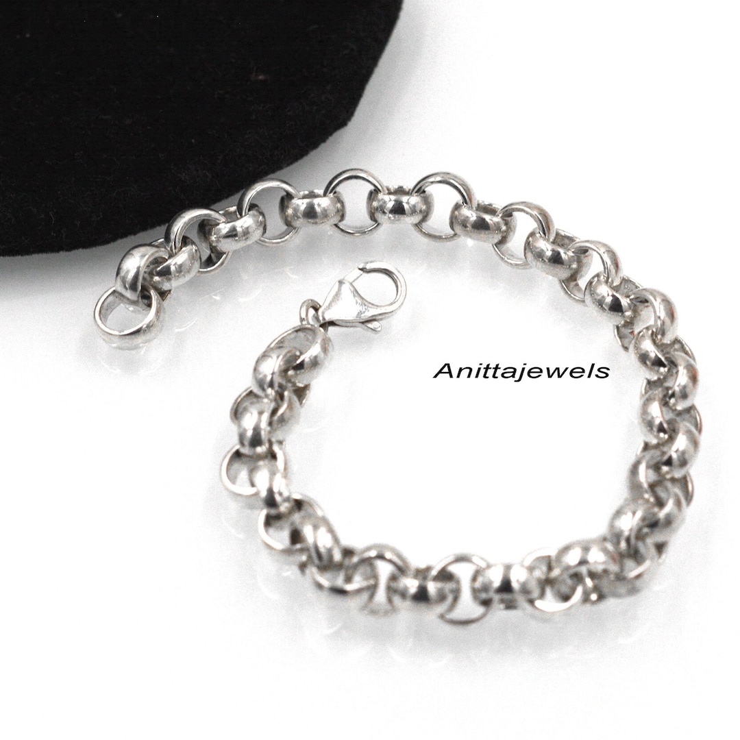 Enhancer Rolo Chain Bracelet, Connector Rolo Chain Bracelet, 925 Silver ...