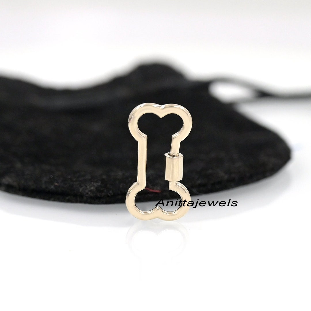 14K Gold Bone Carabiner Lock, Carabiner Dog Bone Gold, Gold Connector ...