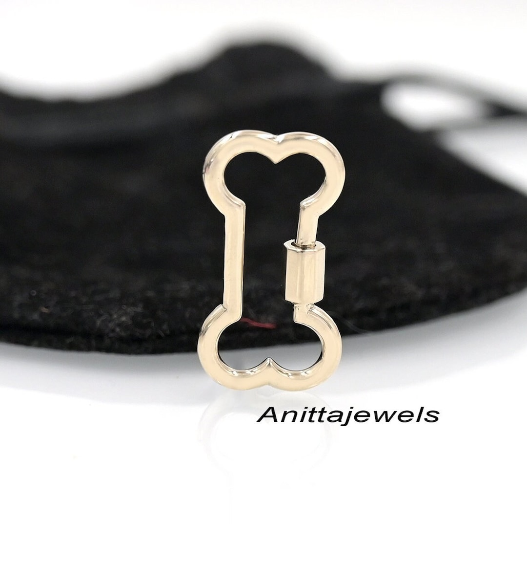 Handmade Sterling Silver Dog Bone Carabiner Lock - Jewelry Pendant ...