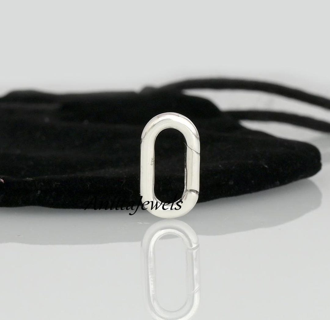 925 Silver Charm Holder, Oval Push Lock, Silver Enhancer,charm Holder ...