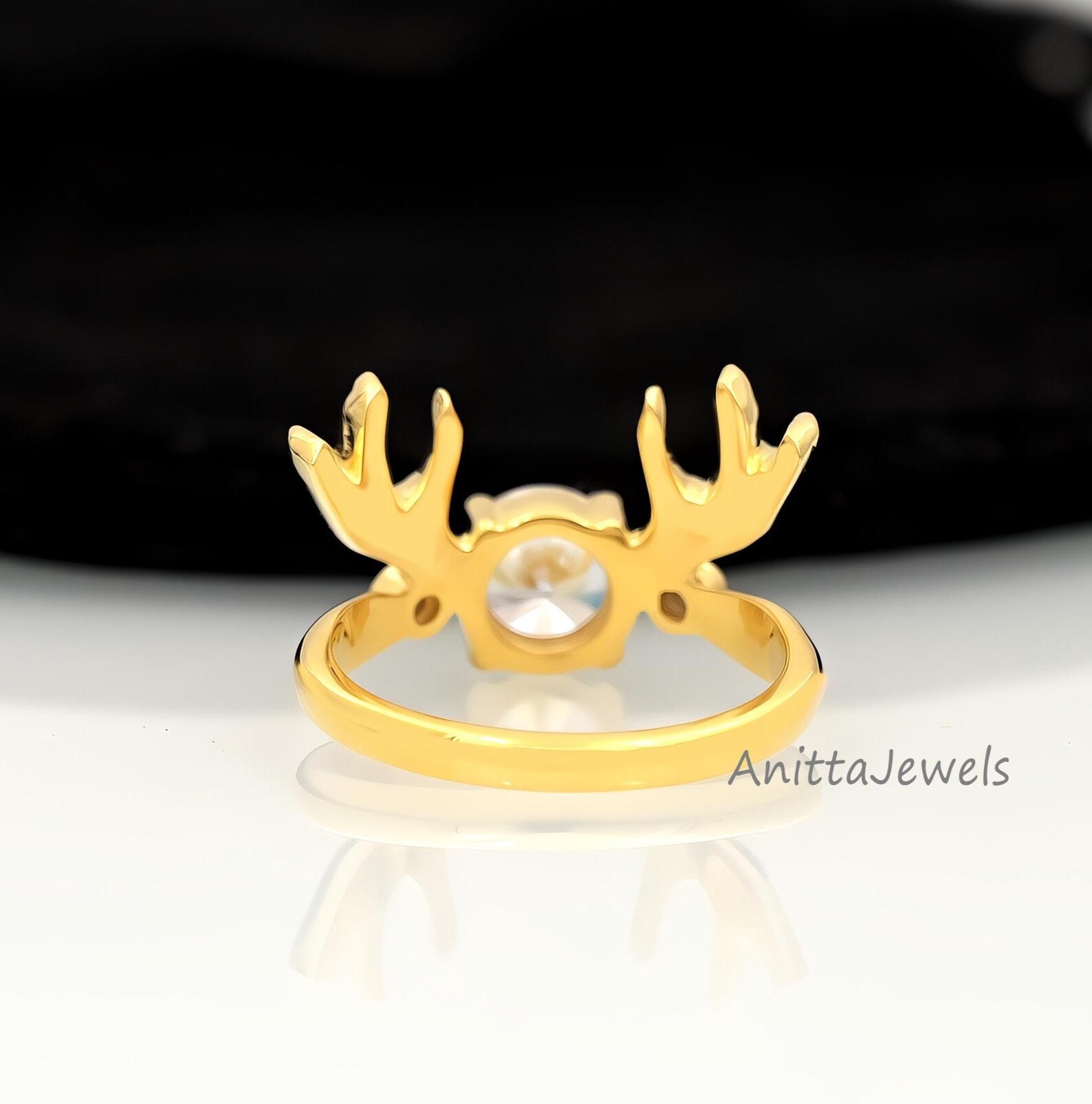 Sterling Silver Deer Antler Ring: Cubic Zircon Horns - Etsy