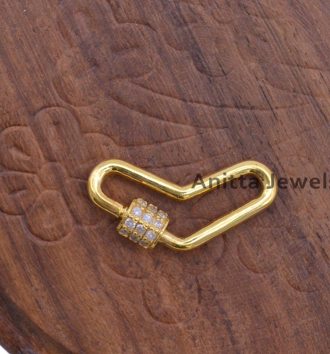 Pave Diamond 14k Gold Boomerang Carabiner Lock - Etsy