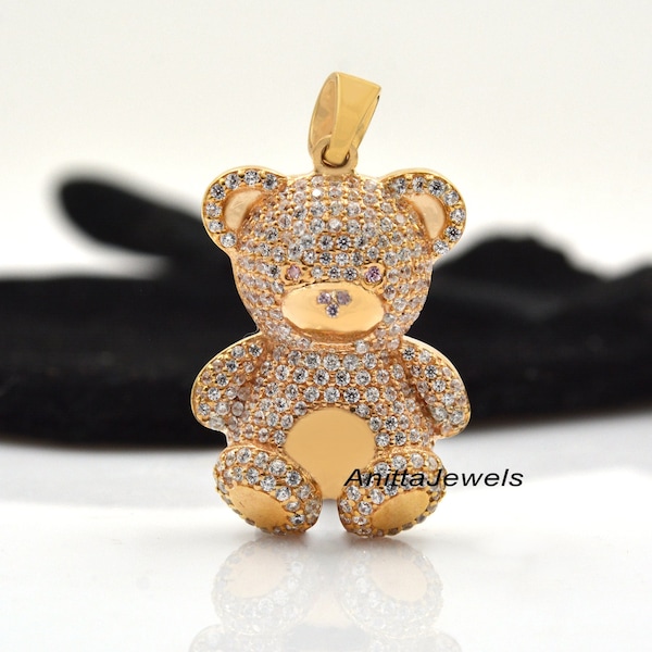 Diamond Teddy Bear Pendant - Etsy
