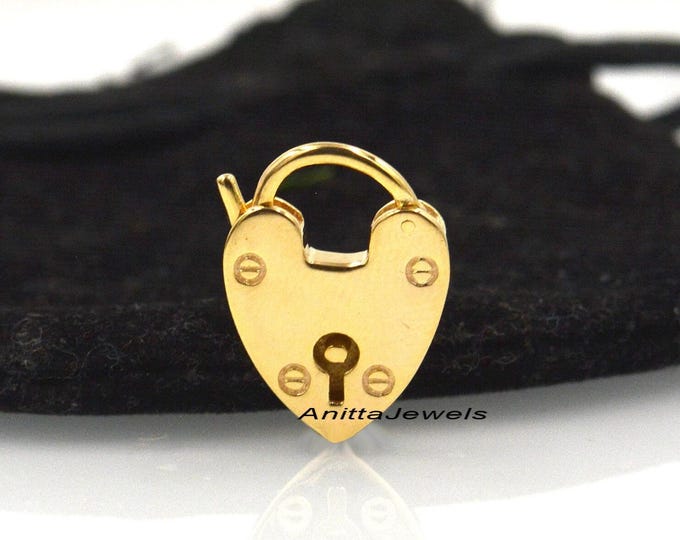Solid Gold Heart Diamond Padlock - Gold Heart Diamond Pandant - Vintage ...