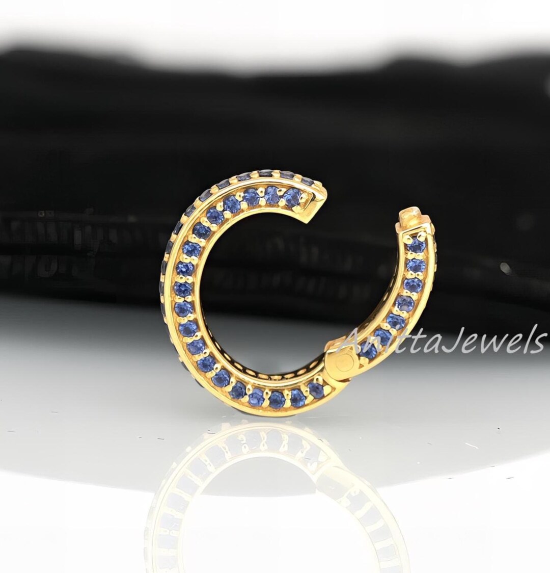 Pave Diamond Circle Clicker: Sterling Silver & Gold Enhancer, Handmade ...