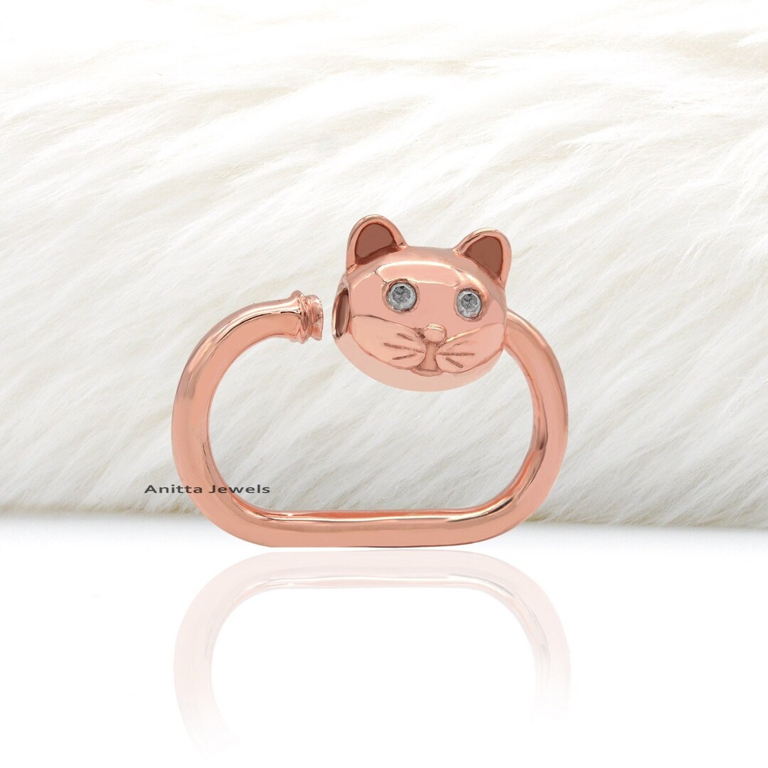 925 Silver Cat Carabiner Lock Diamond Carabiner Lock - Etsy