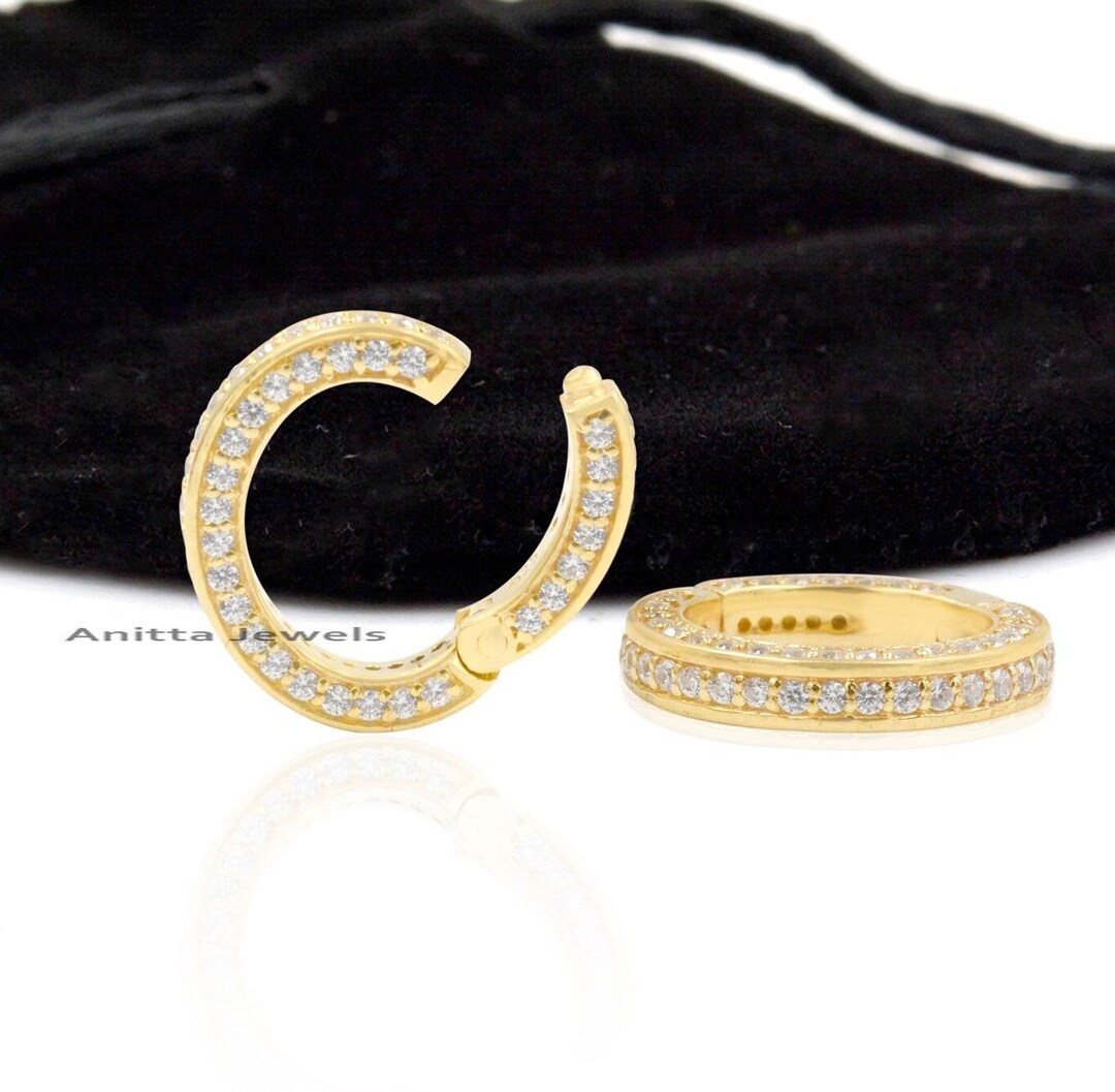 14k Gold Diamond Clicker, Pave Diamond Circle Clicker, Diamond Clasp ...