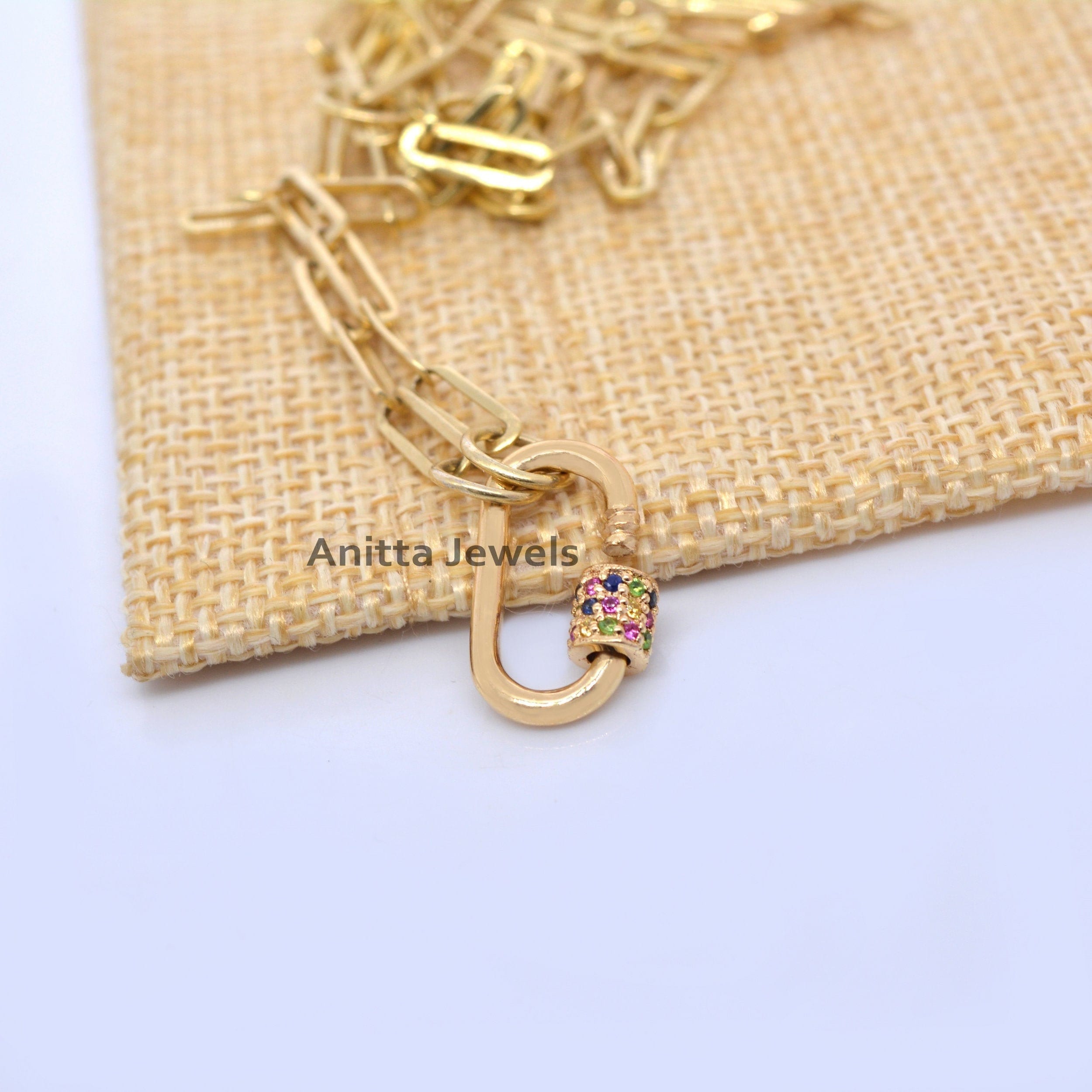 925 Silver Multi Sapphire Carabiner Lock Carabiner Lock | Etsy