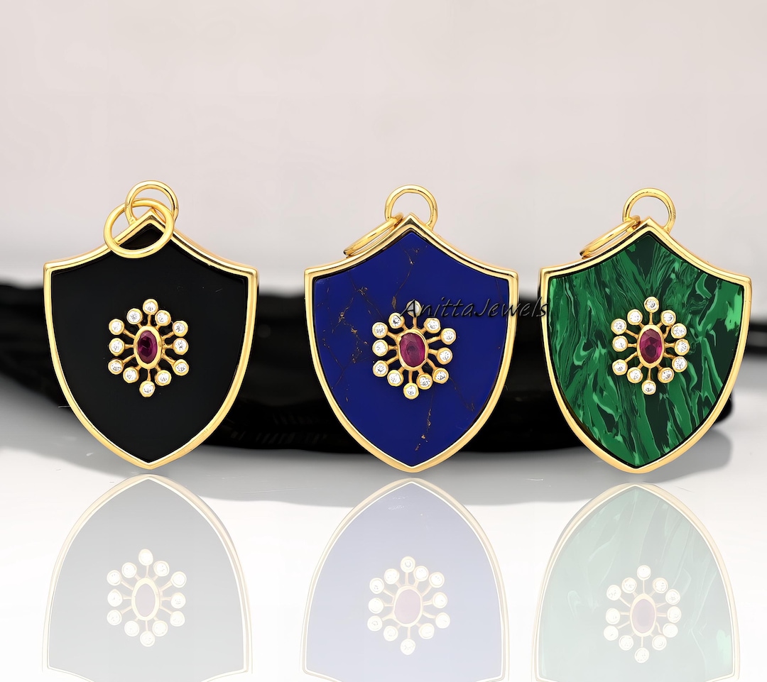 Beautiful Malachite Shield Pendant, Lapis Shield Pendant, Gemstone ...