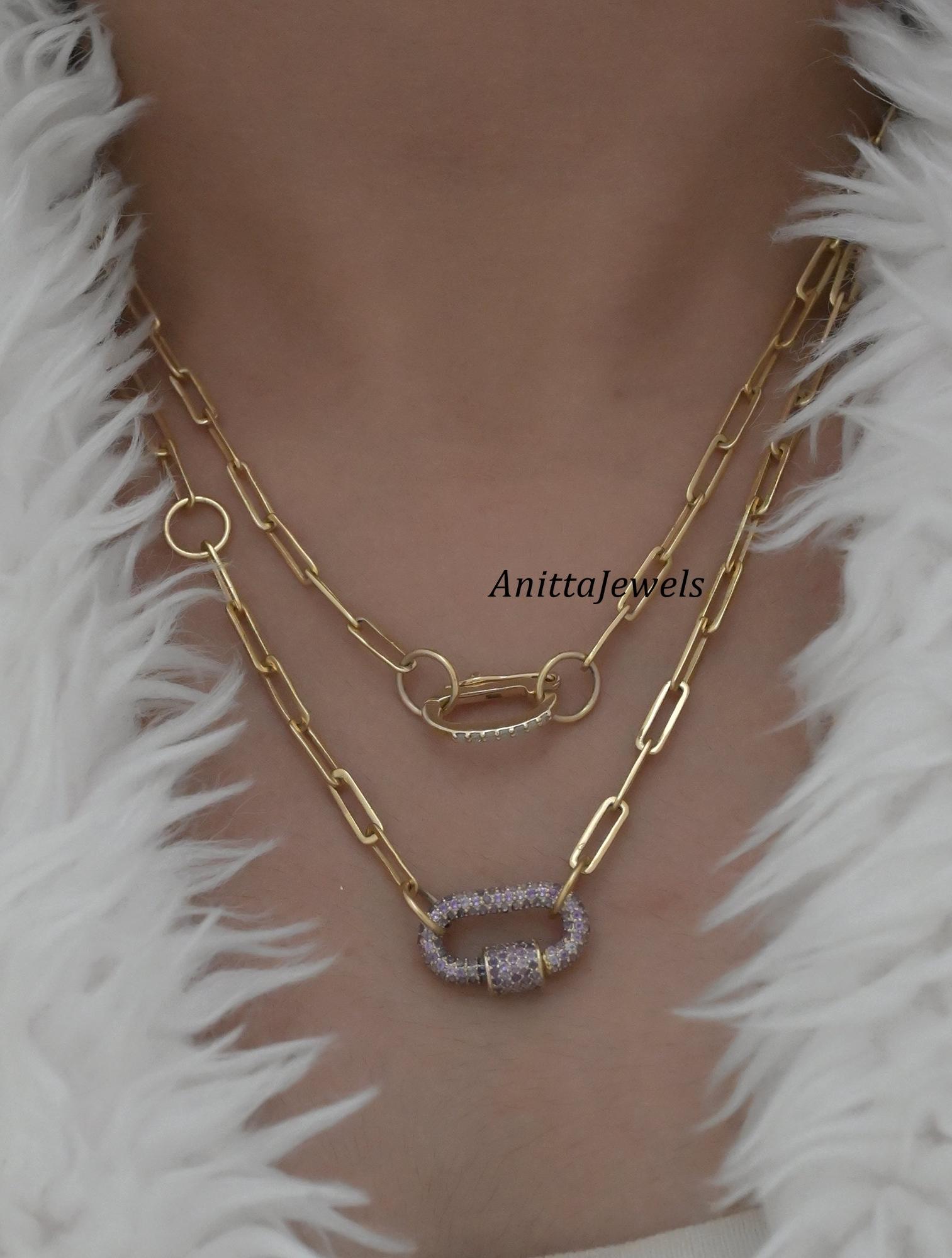 14K Gold Diamond Charm Lock: Handmade Enhancer Pendant Clasp - Etsy