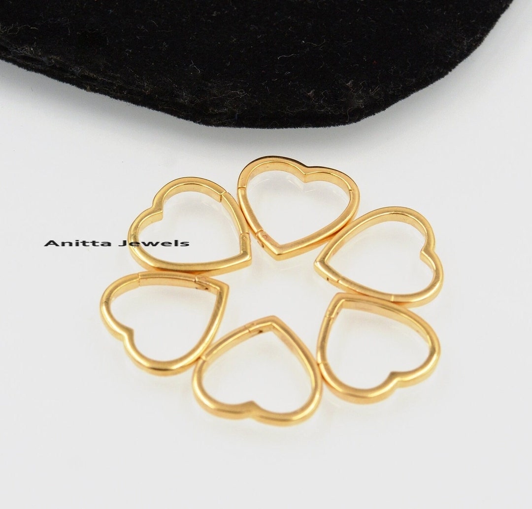 9k Gold Heart Charm Holder: Handmade Enhancer (15*15MM) - Etsy