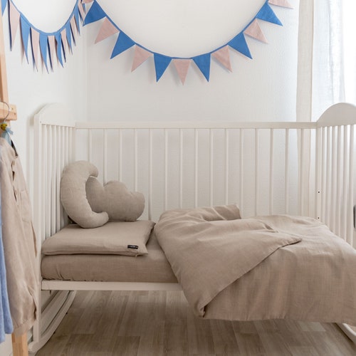 Natural Linen Baby Bedding Gender Neutral Toddler Linen | Etsy