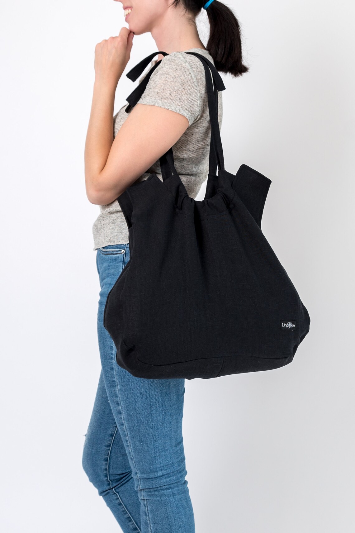 Linen Shopper With Adjustable Handles - Etsy