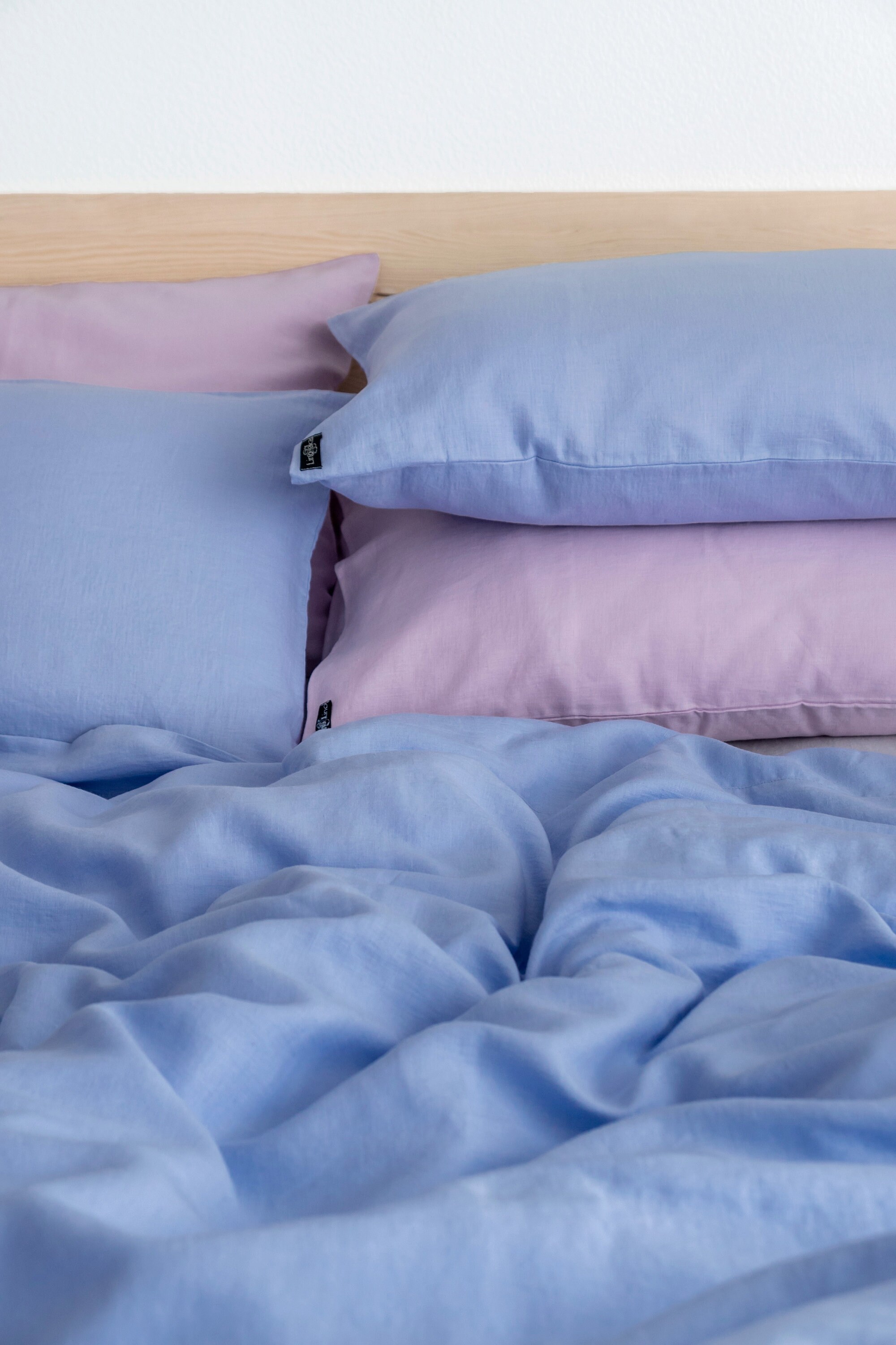Light Blue Stonewashed Linen Bedding Set - King Size - Etsy