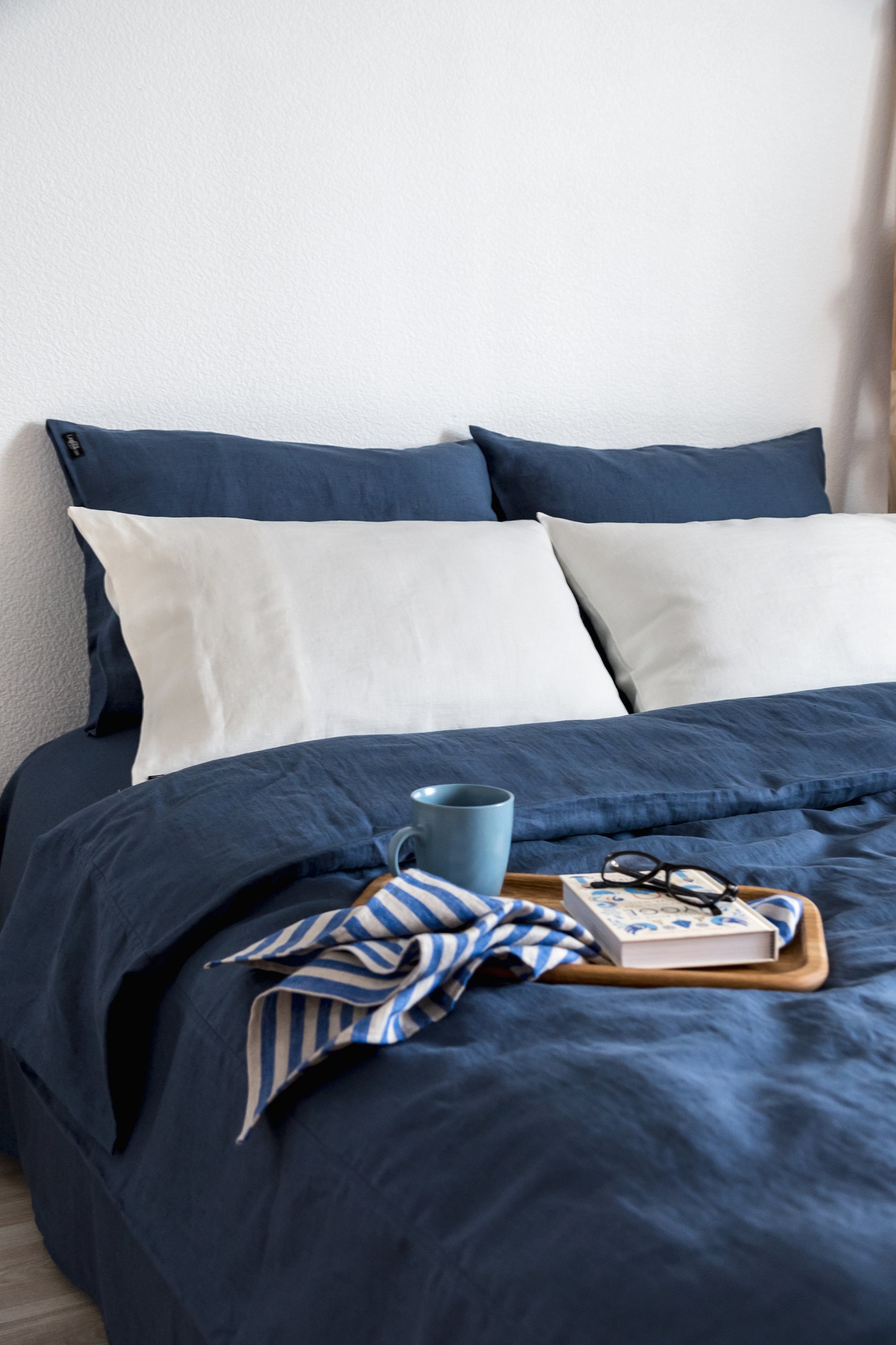 Denim Blue Linen BEDDING SET From Wide Fabric. King or Queen - Etsy