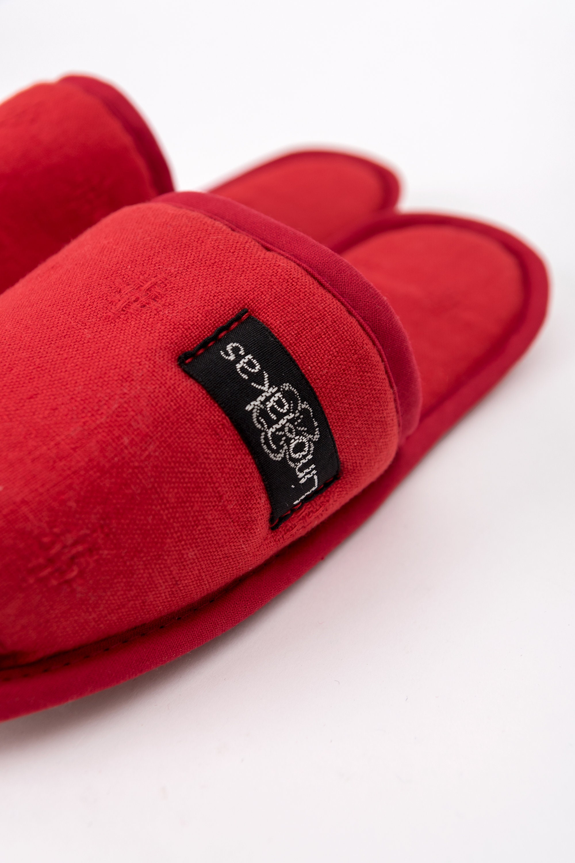 Red Linen Open Toe Slippers, Lightweight SPA Guest Travel Slippers - Etsy