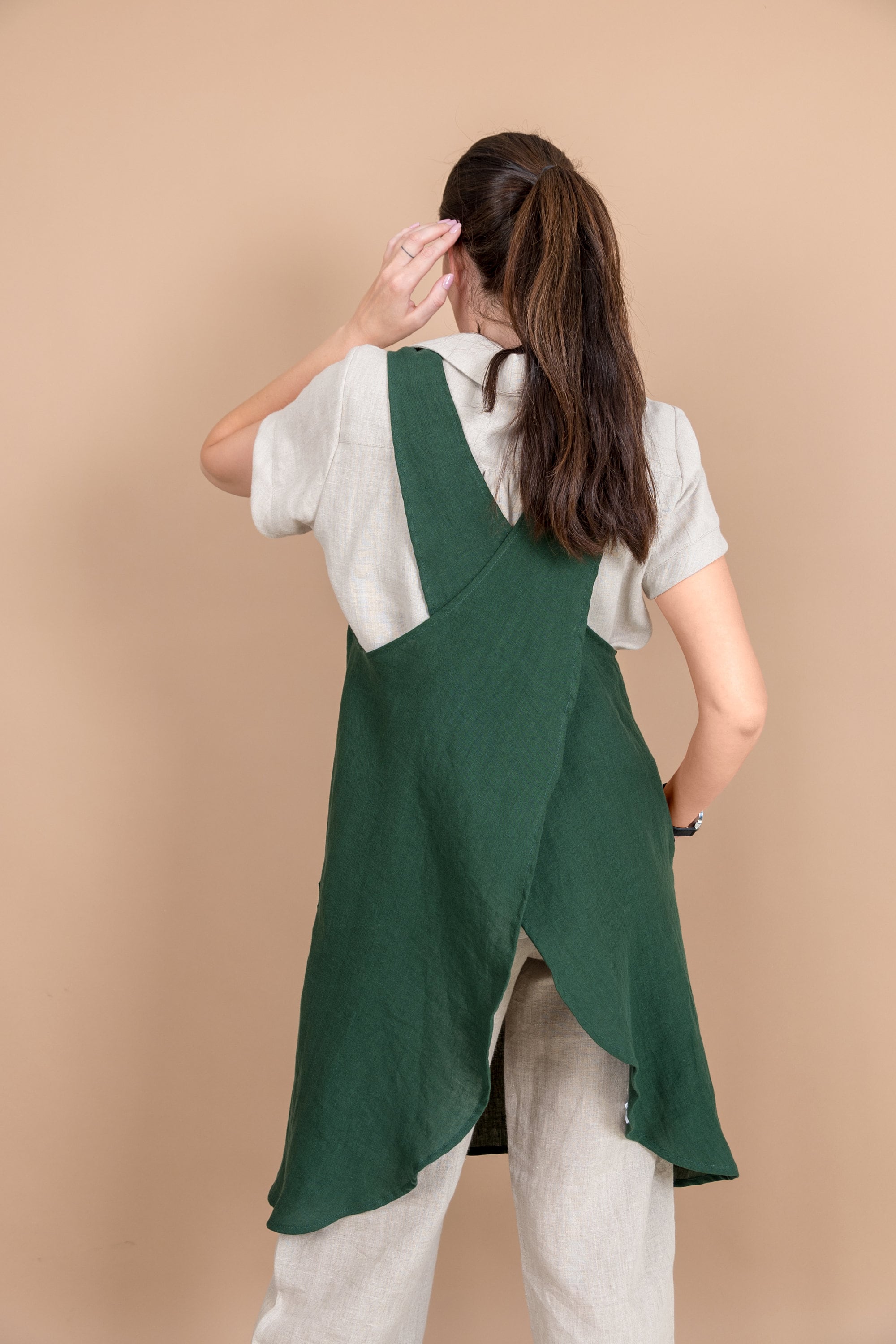 Linen Cross Back / Japanese Style Apron With Side Pockets in - Etsy