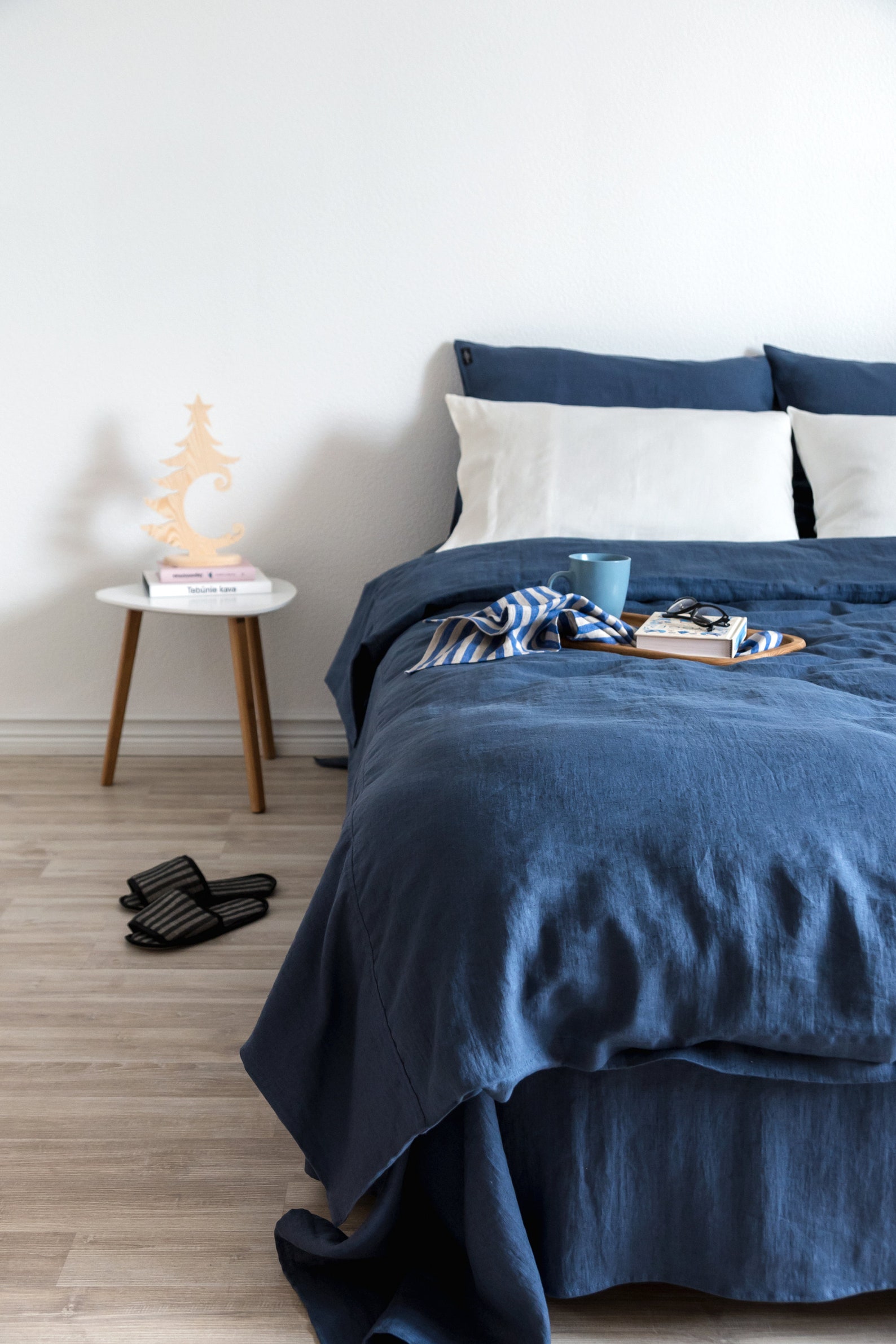 Denim Blue Linen Bedding Set - Stonewashed Duvet Cover, Pillowcases - Etsy