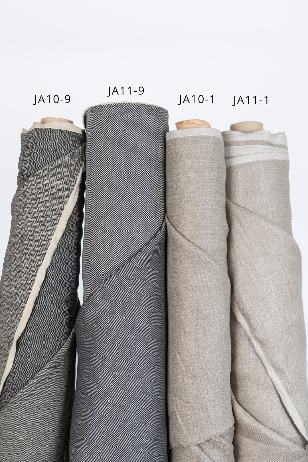 Linen Jacquard Fabric With Diamond Pattern. Softened Midweight Jacquard ...