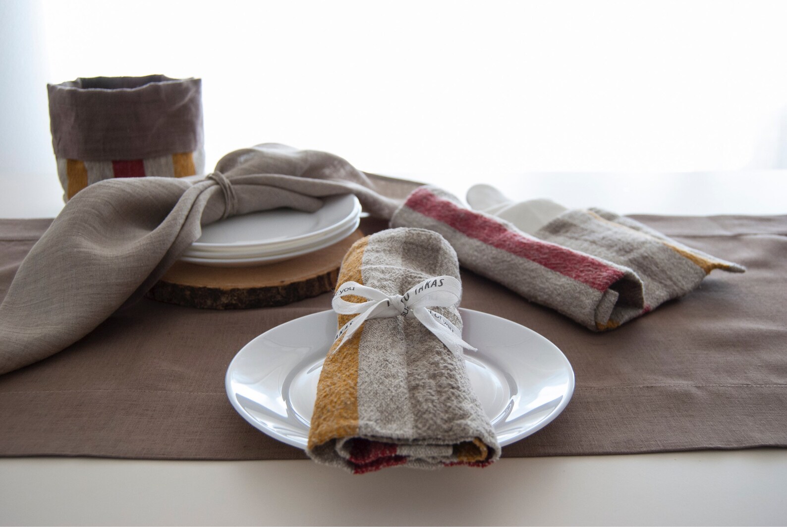 Stripped Linen Cutlery Roll - Zero-waste Cutlery Pouch - Etsy