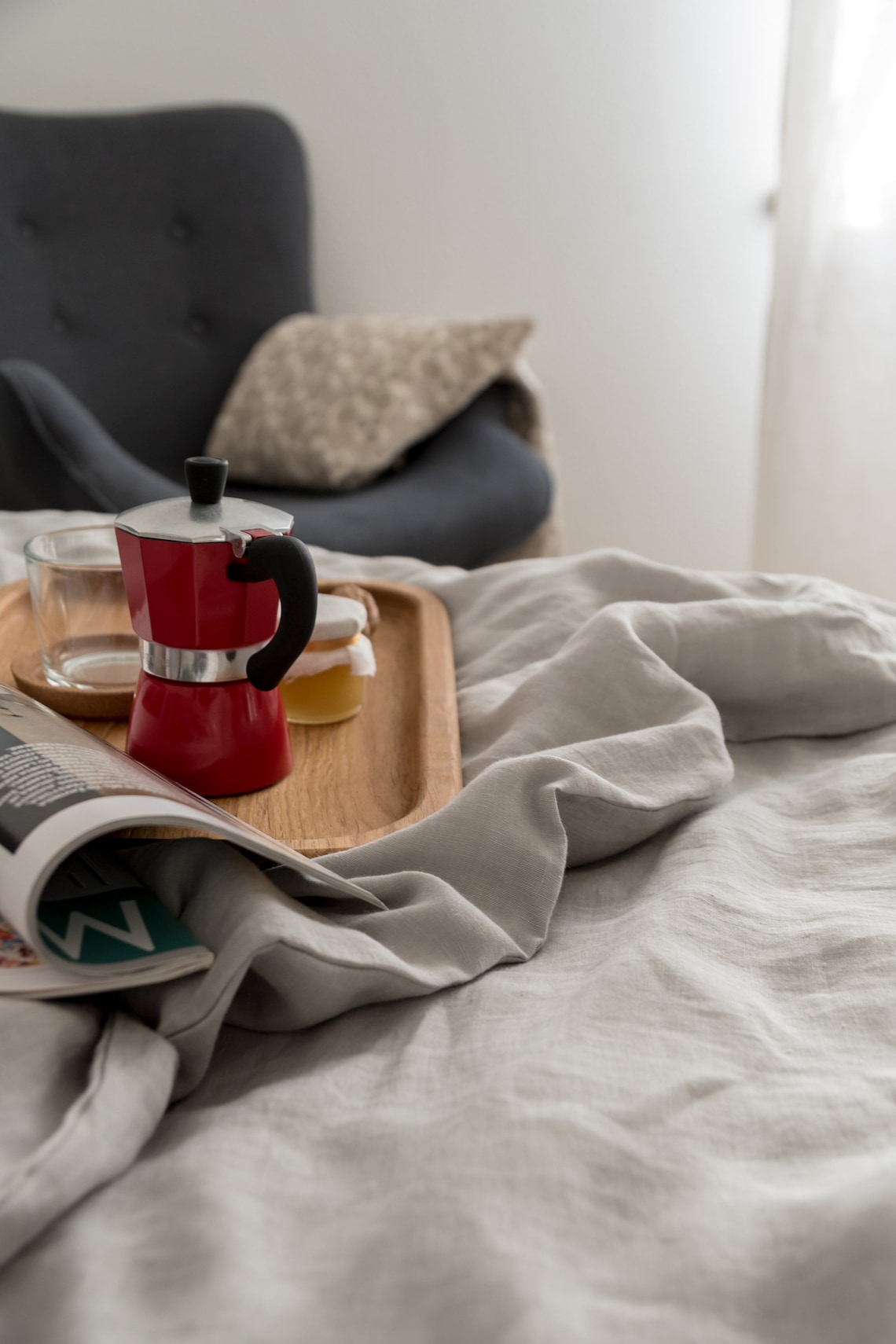 Light Gray Linen Bedding Set 100% Washed Linen Duvet Cover - Etsy