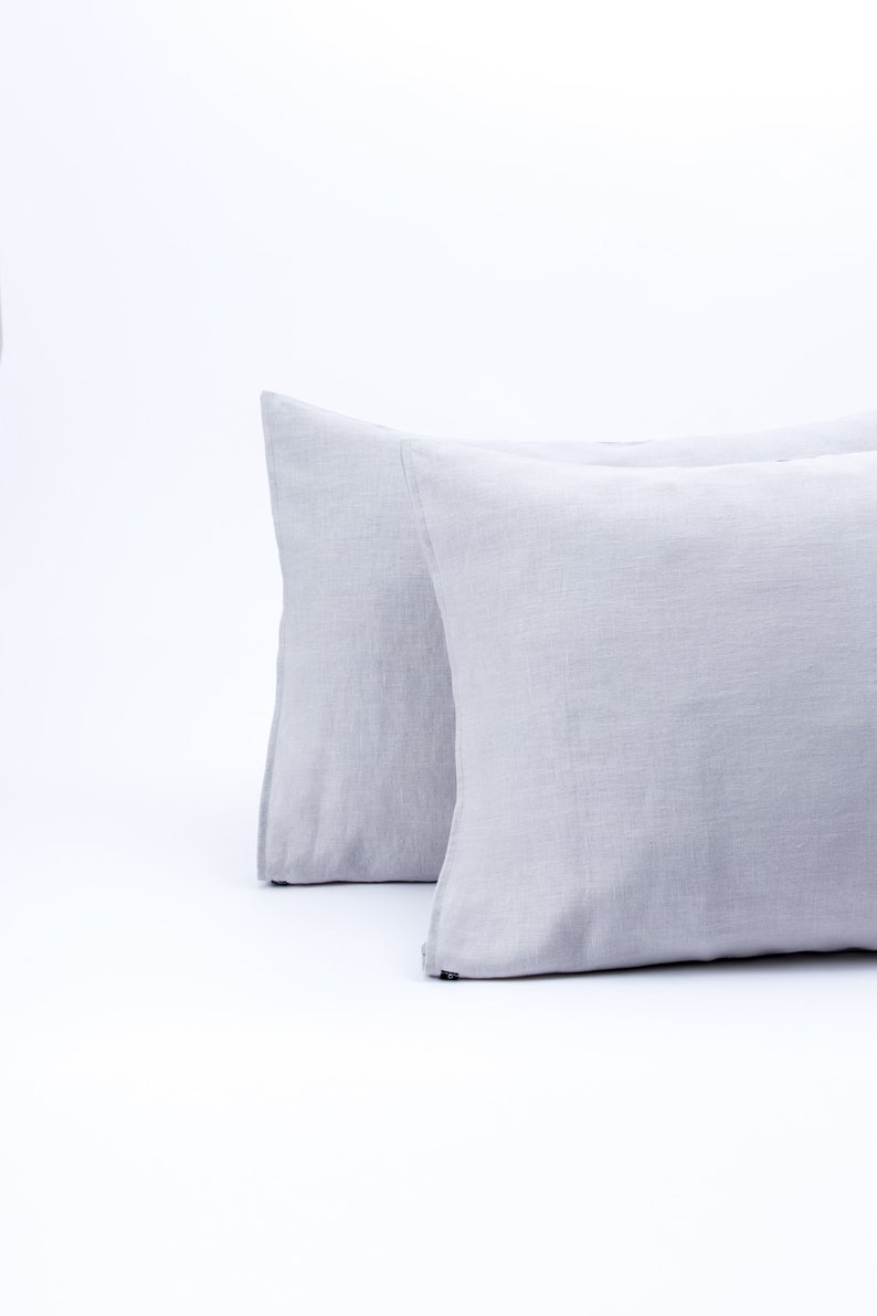 Light Gray Linen Bedding Set, 100% Washed Linen Duvet Cover With ...