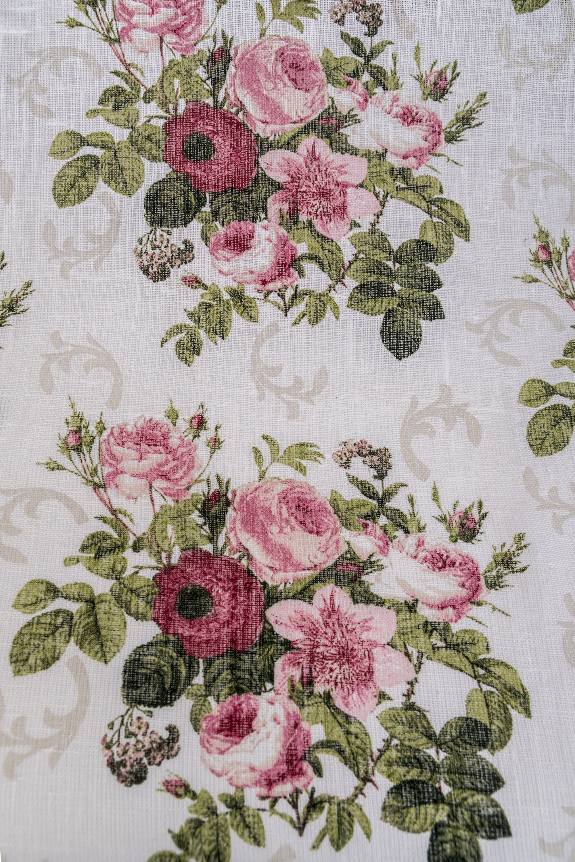 Floral Rose Print Linen Fabric, Softened Linen by Meter - Etsy