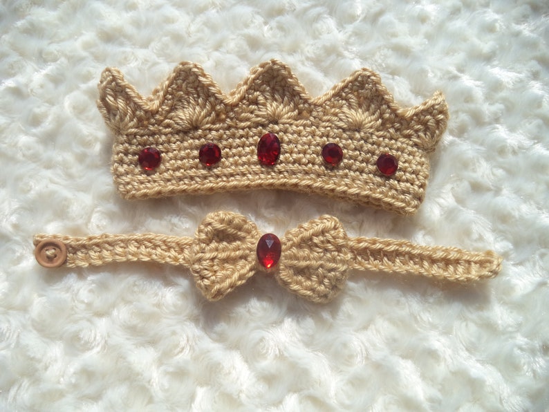 Crochet Baby King Crown, Crochet Diaper Cover Set, Crochet Prince ...