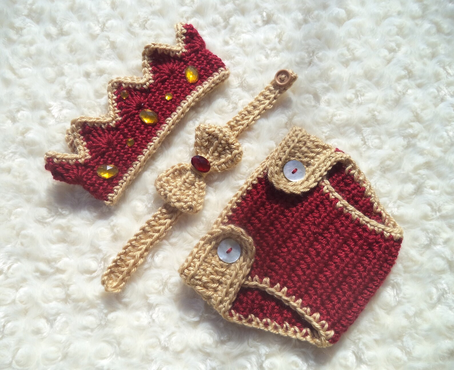 Crochet Baby King Crown Set Crochet Prince Outfit Baby | Etsy