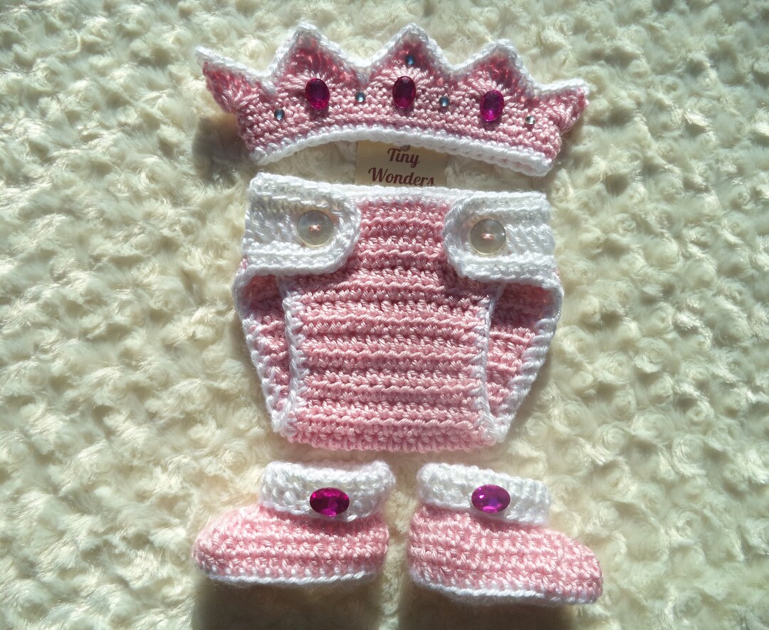 Crochet Baby Princess Crown, Crochet Baby Girl Outfit, Crochet Princess ...