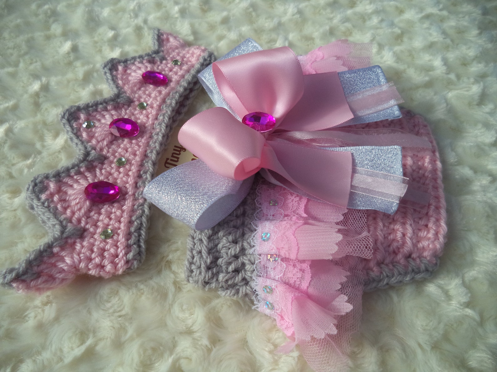 Pink-Silver Crochet Baby Princess Crown Crochet Baby Girl | Etsy