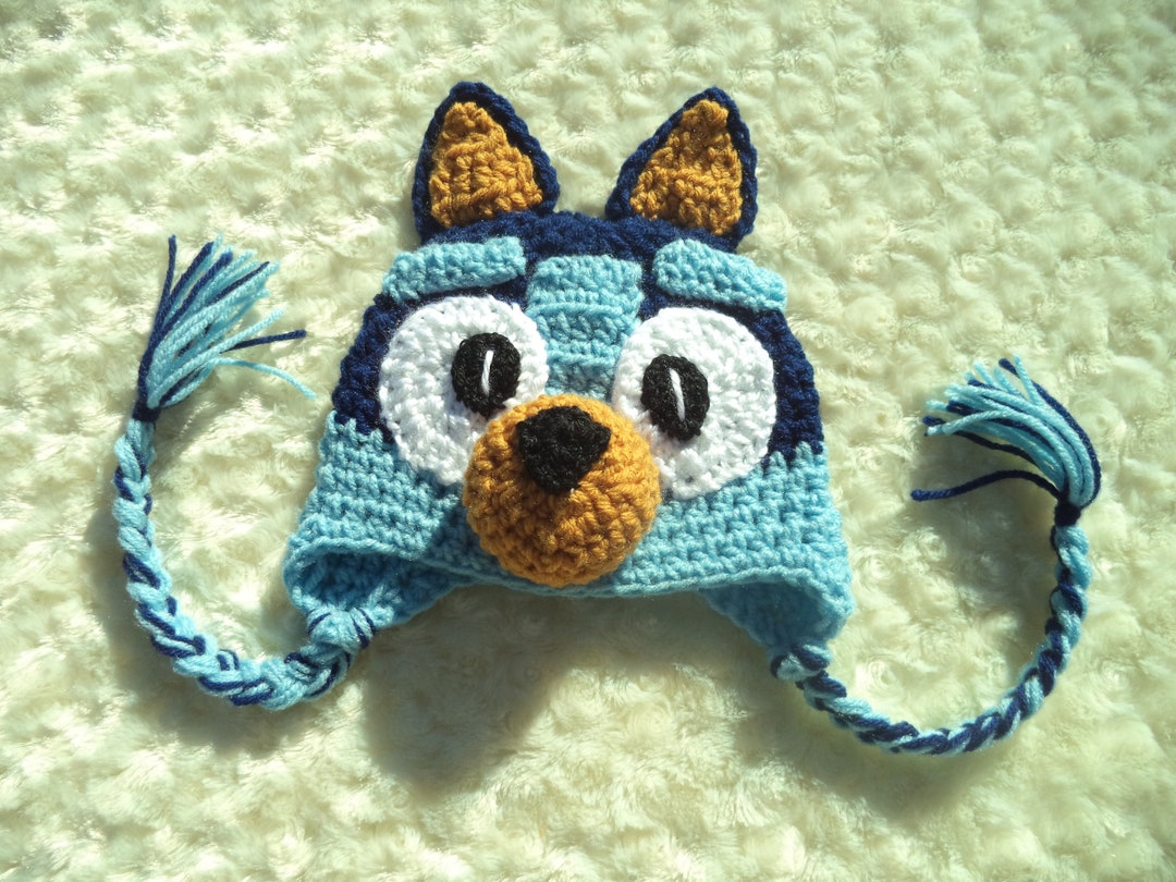Crochet Bluey or Bingo Inspired Hat, Bluey Heeler Costume, Crochet ...