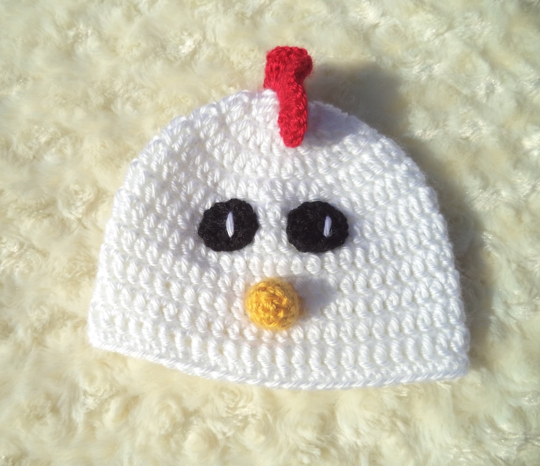 Crochet Chicken Hat, Chicken Beanie, Easter Photo Prop, Farm Animal Hat ...