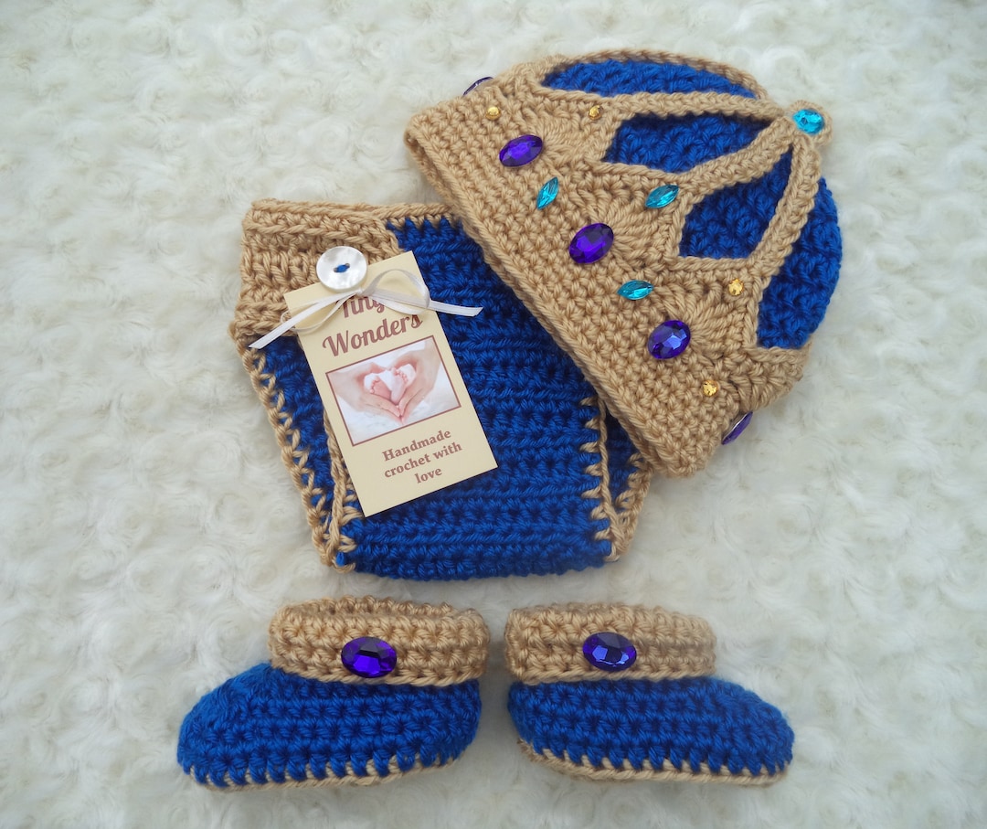 Crochet Baby King Crown Hat, Crochet Prince Crown Hat, Baby Shower Gift ...