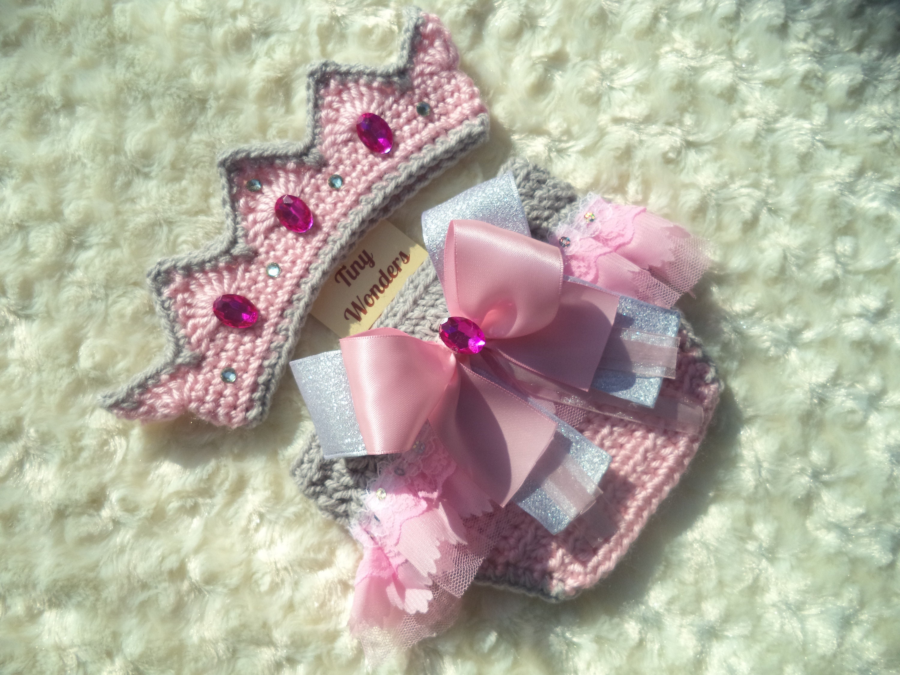 Pink-Silver Crochet Baby Princess Crown Crochet Baby Girl | Etsy