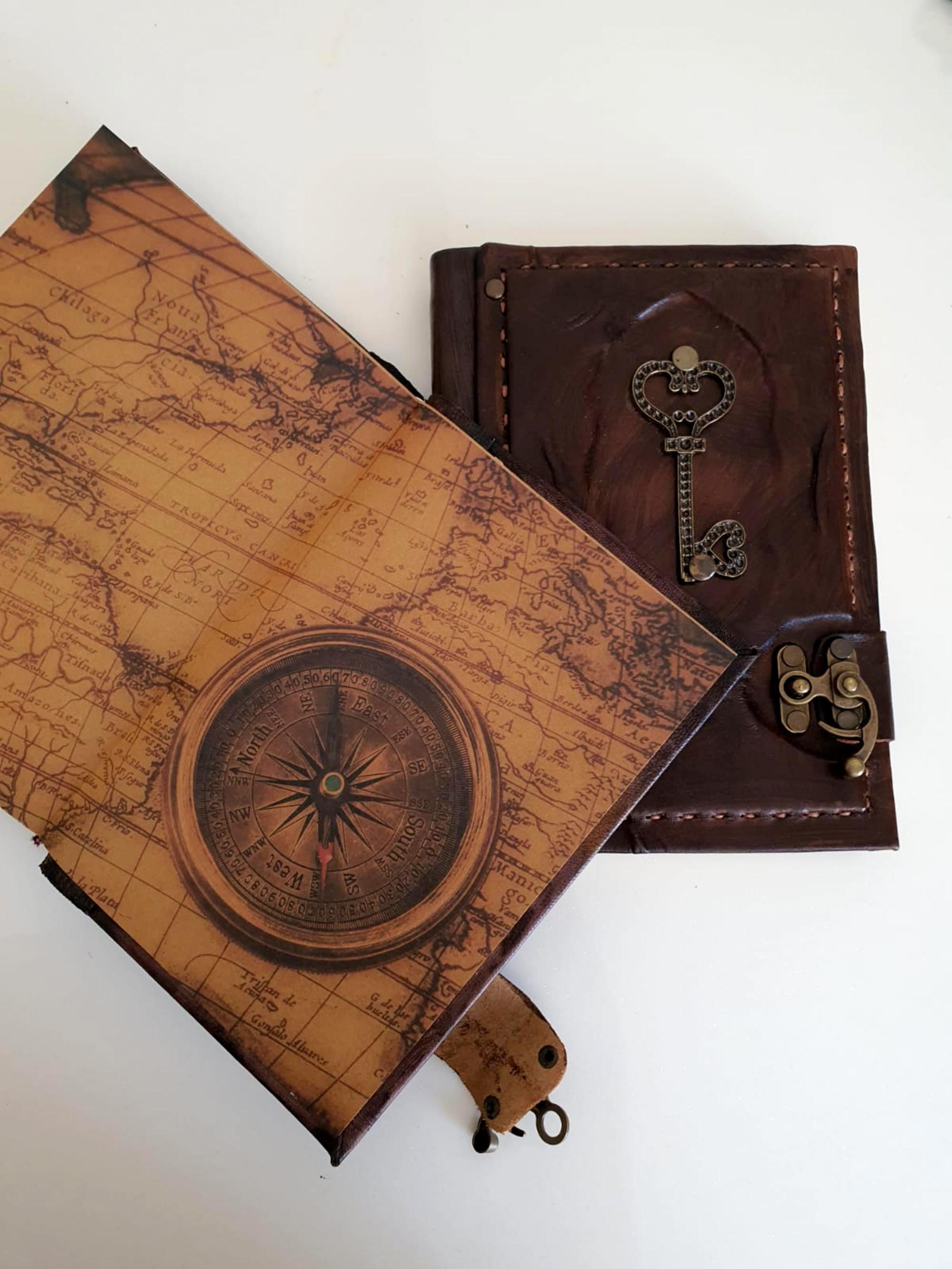 Key Design Notebook, Brown Leather Journal, Notepad, Ancient Key Diary ...
