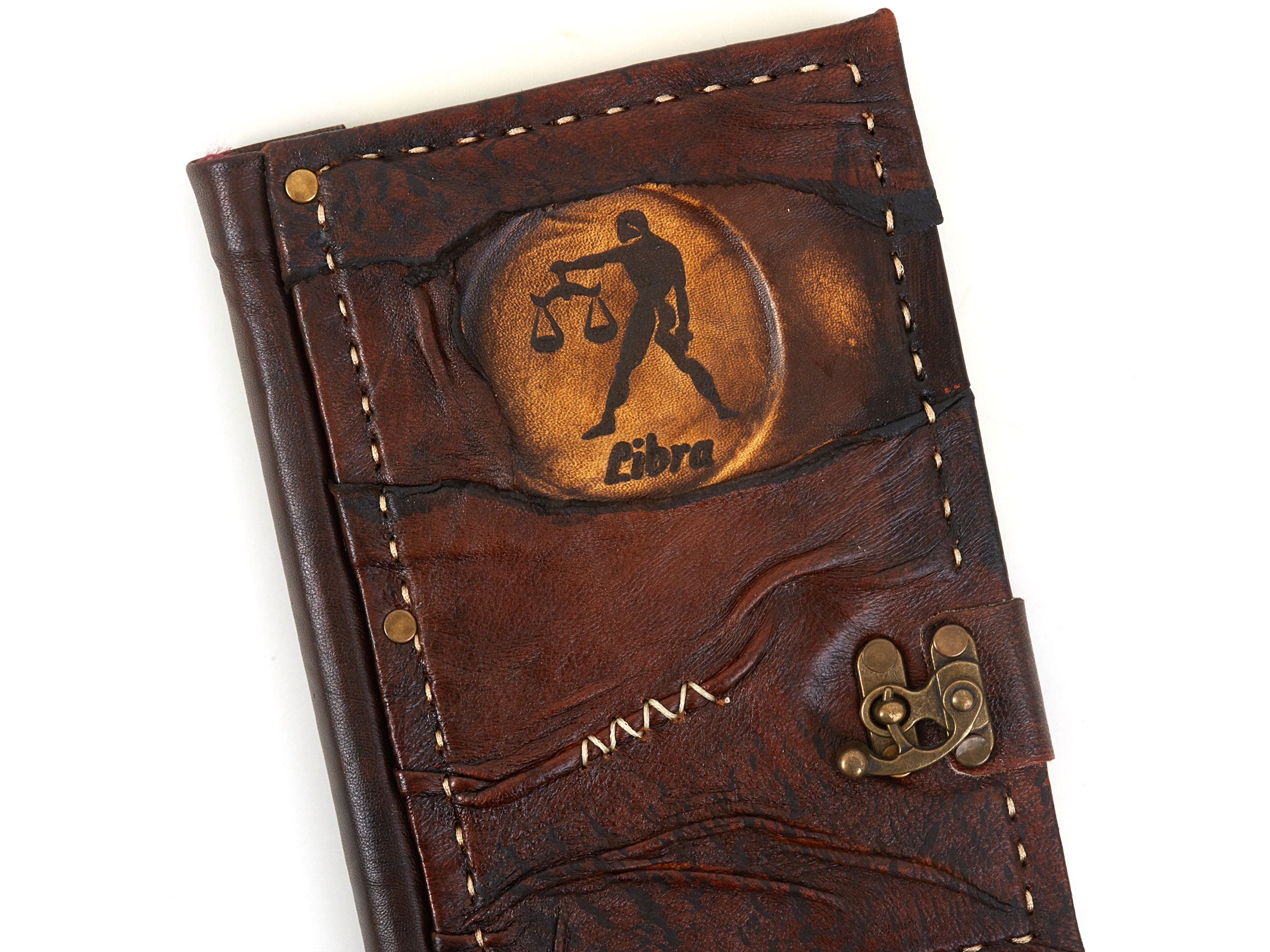 Libra Leather Journal, Zodiac Design Notebook, Leather Notepad ...
