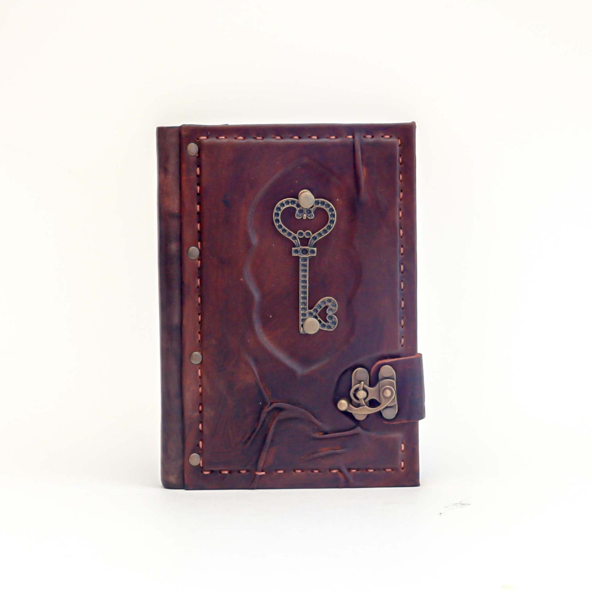 Key Design Notebook, Brown Leather Journal, Notepad, Ancient Key Diary ...