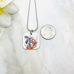 Sea Turtle Necklace, Enamel on Copper, 18 Stainless Steel Chain - Etsy