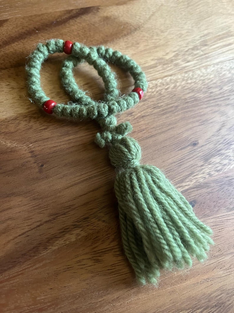 50 Knot Orthodox Christian Prayer Rope Green Wool With Tassel - Etsy