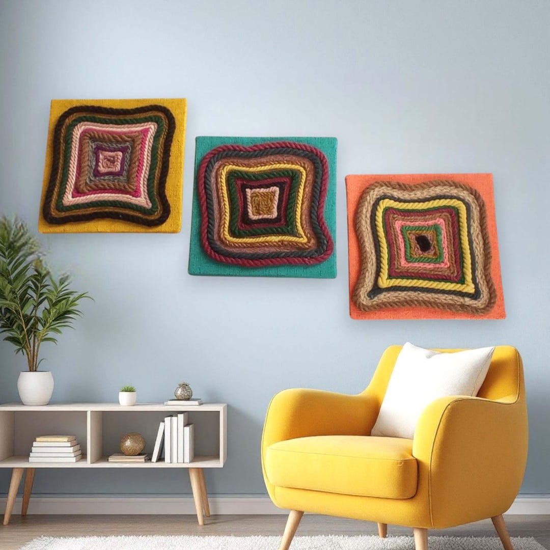 Textile Wall Art Triptych: Pastel Rainbow Boho Decor - Etsy
