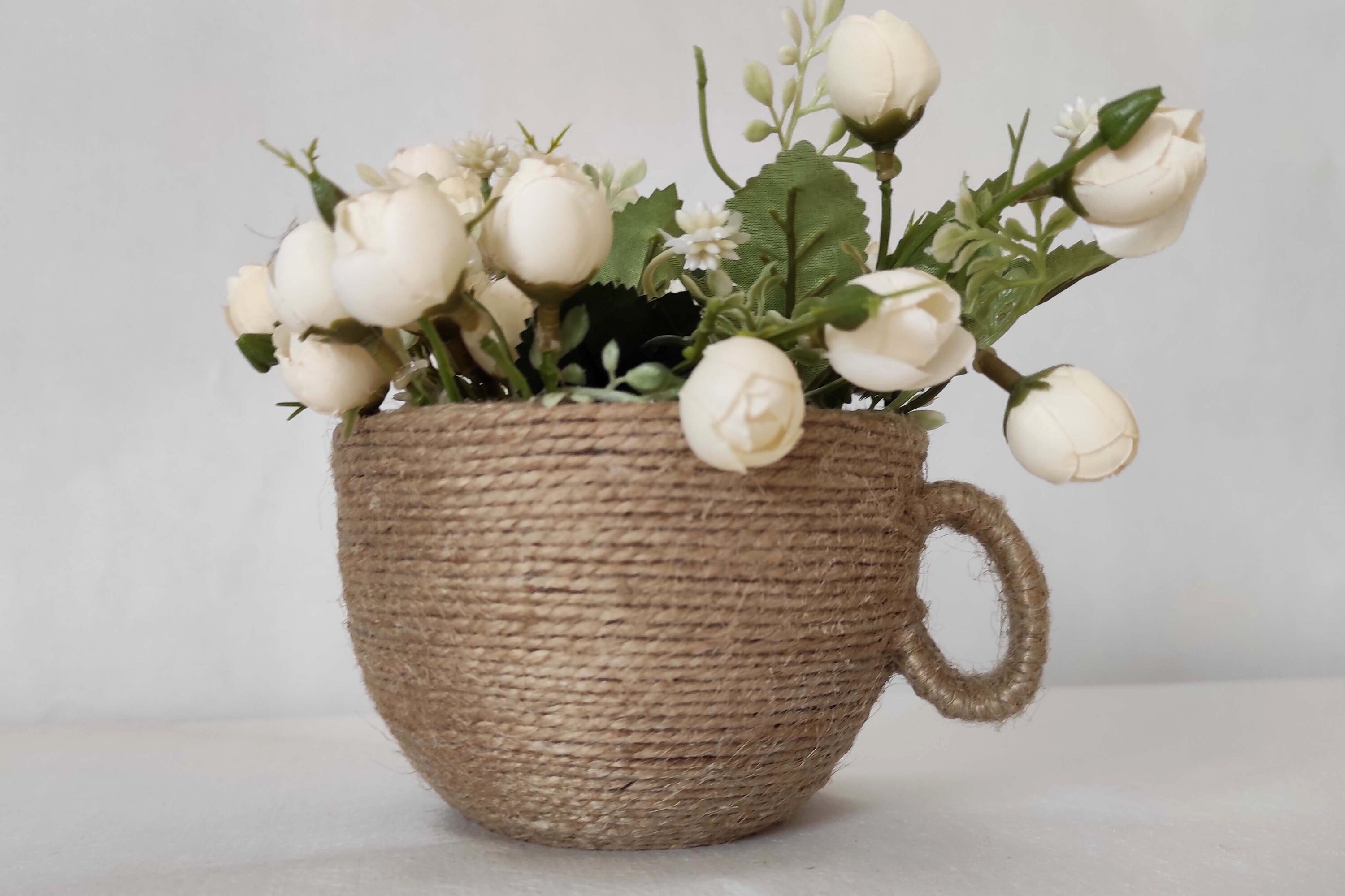 Cup vase for flowers Jute product vases centerpieces set of 6 | Etsy