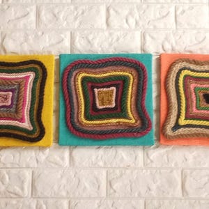 Textile Wall Art Triptych: Pastel Rainbow Boho Decor - Etsy